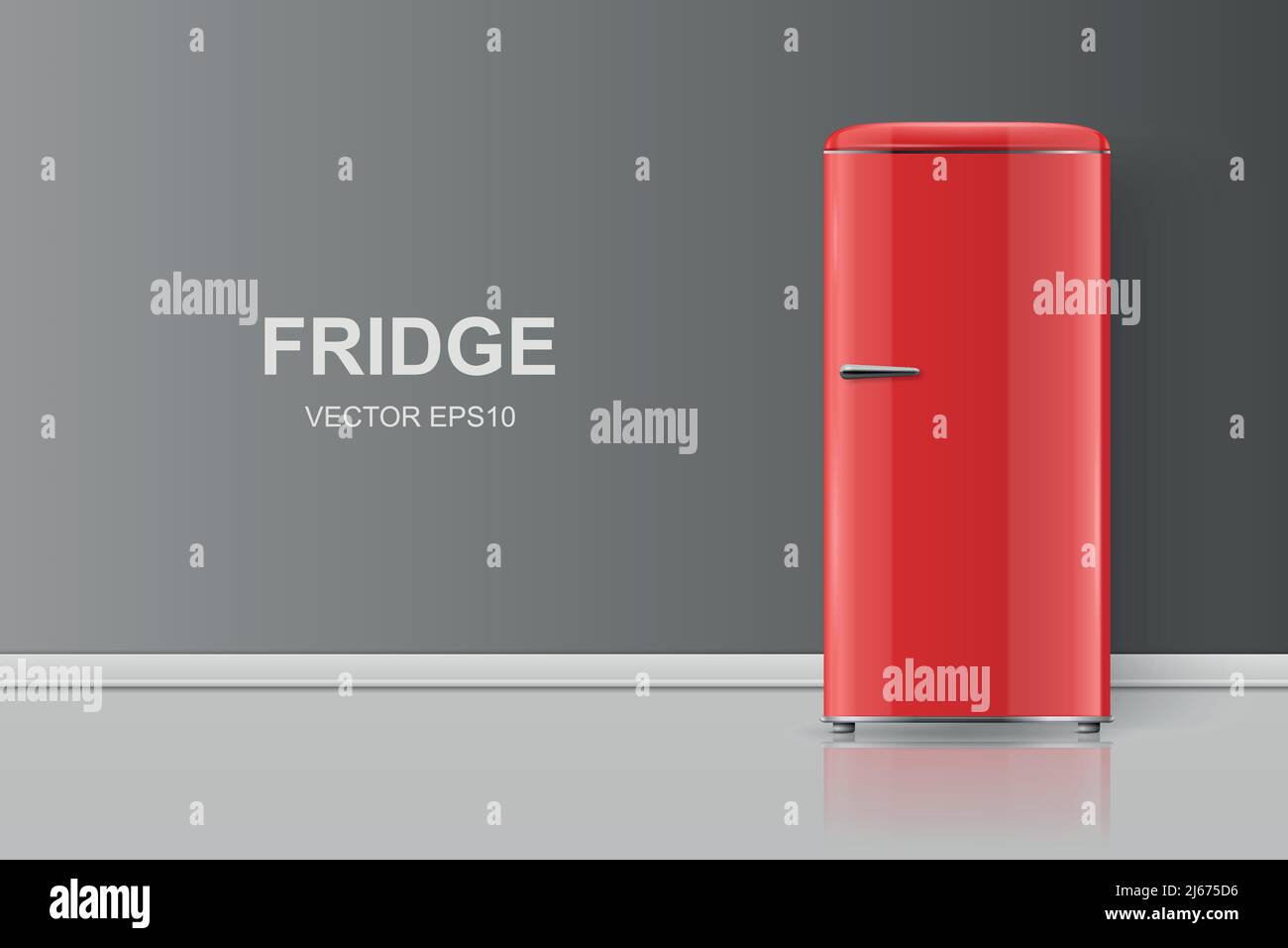 Vector Banner with 3d Realistic Red Retro Vintage Fridge Isolated ...