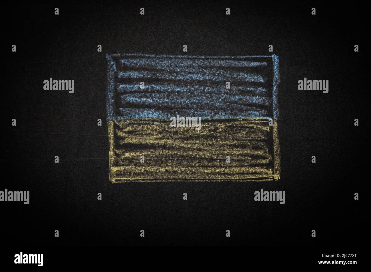 Ukraine flag. drawing with chalk on a black board Stock Photo - Alamy