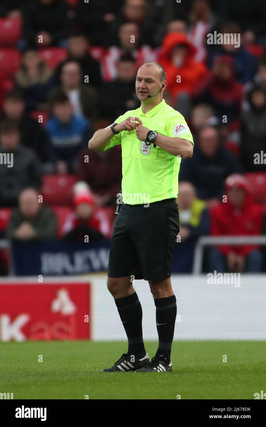 SUNDERLAND, UK. APR 26TH The match referee Robert Madeley during the ...