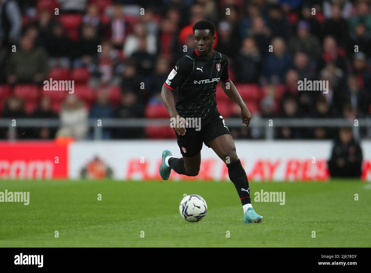 SUNDERLAND, UK. APR 26TH Jordi Osei-Tutu of Rotherham United during the ...