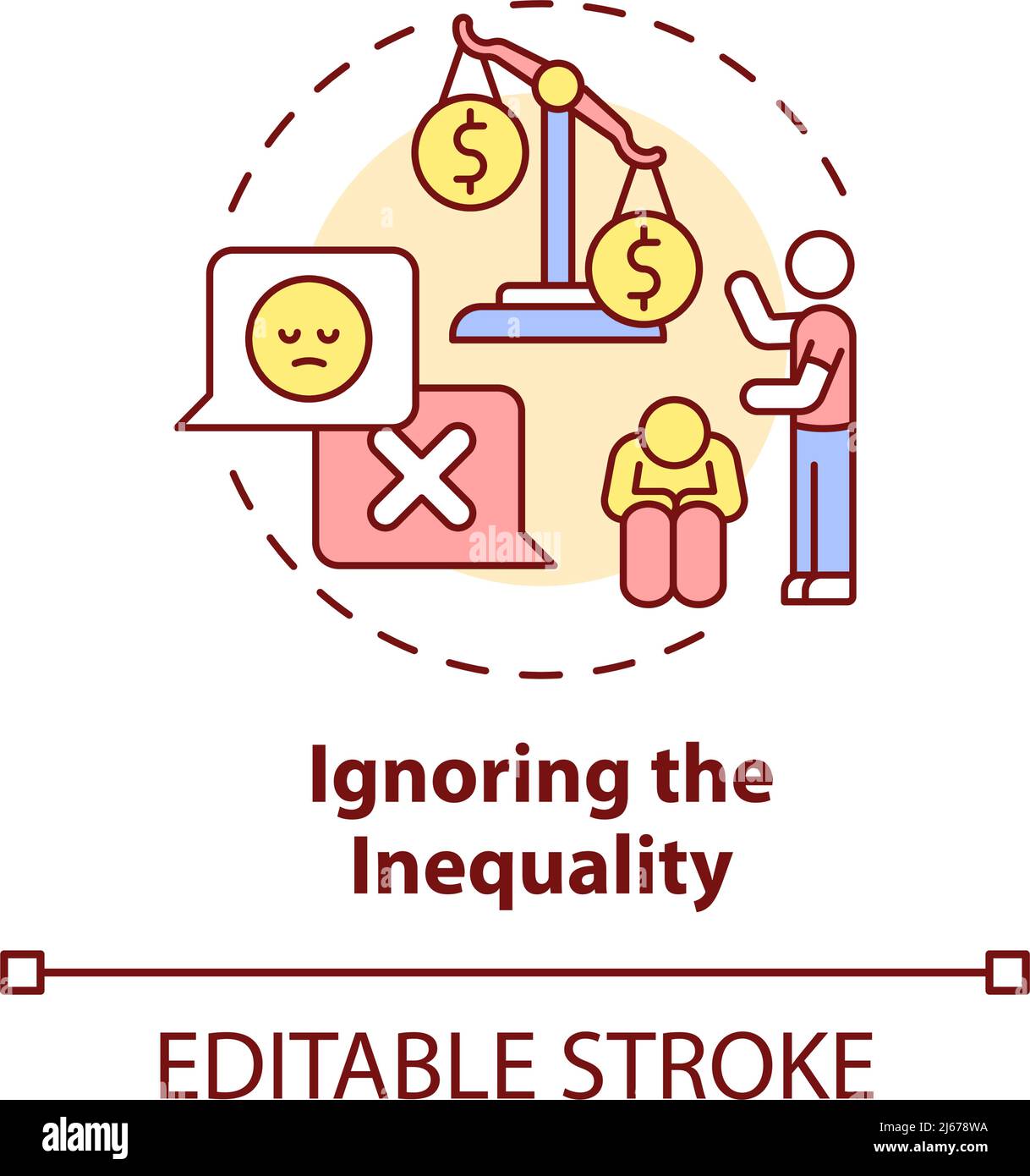 Ignoring inequality concept icon Stock Vector Image & Art - Alamy