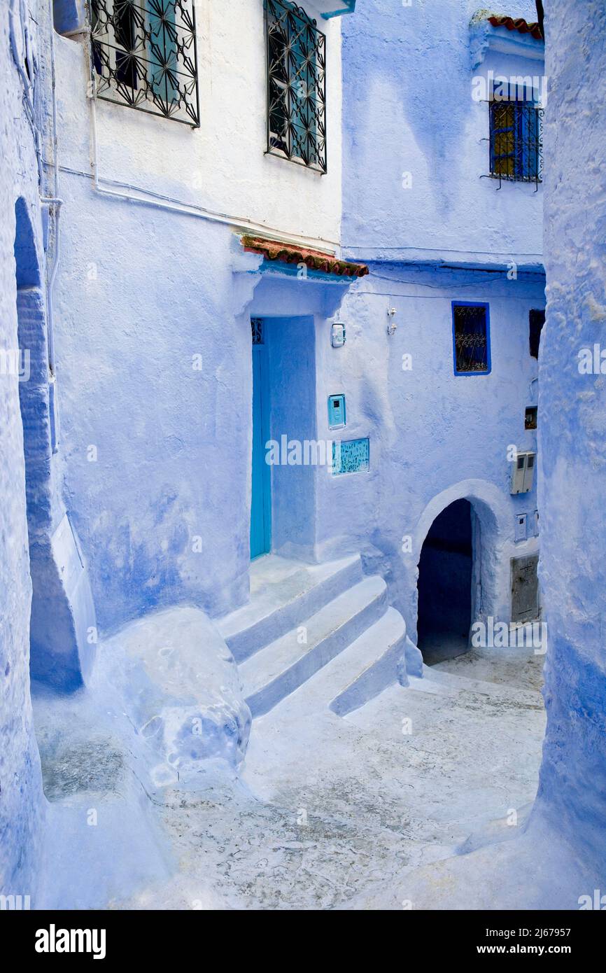 Typical street scene Chefchaouen Morocco Stock Photo - Alamy