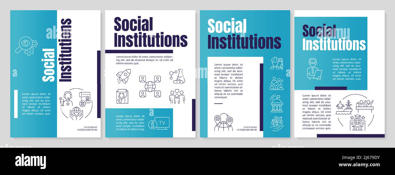 Social institutions blue brochure template Stock Vector Image & Art - Alamy