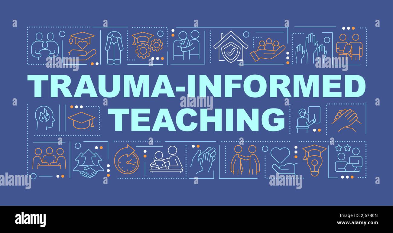 Trauma informed teaching word concepts dark blue banner Stock Vector ...