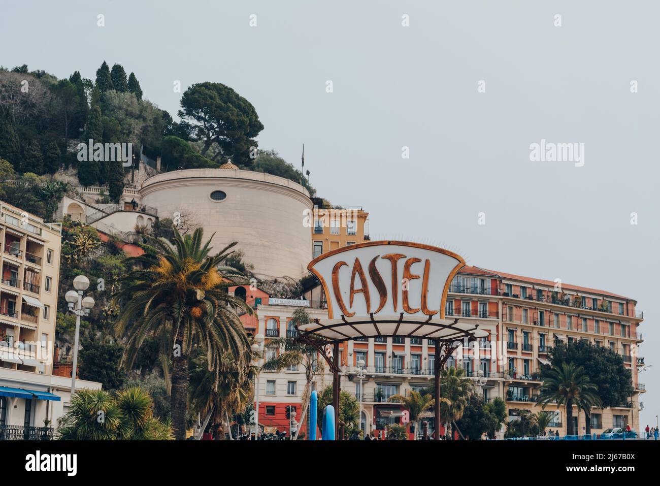 Castel beach entrance sign hi-res stock photography and images - Alamy