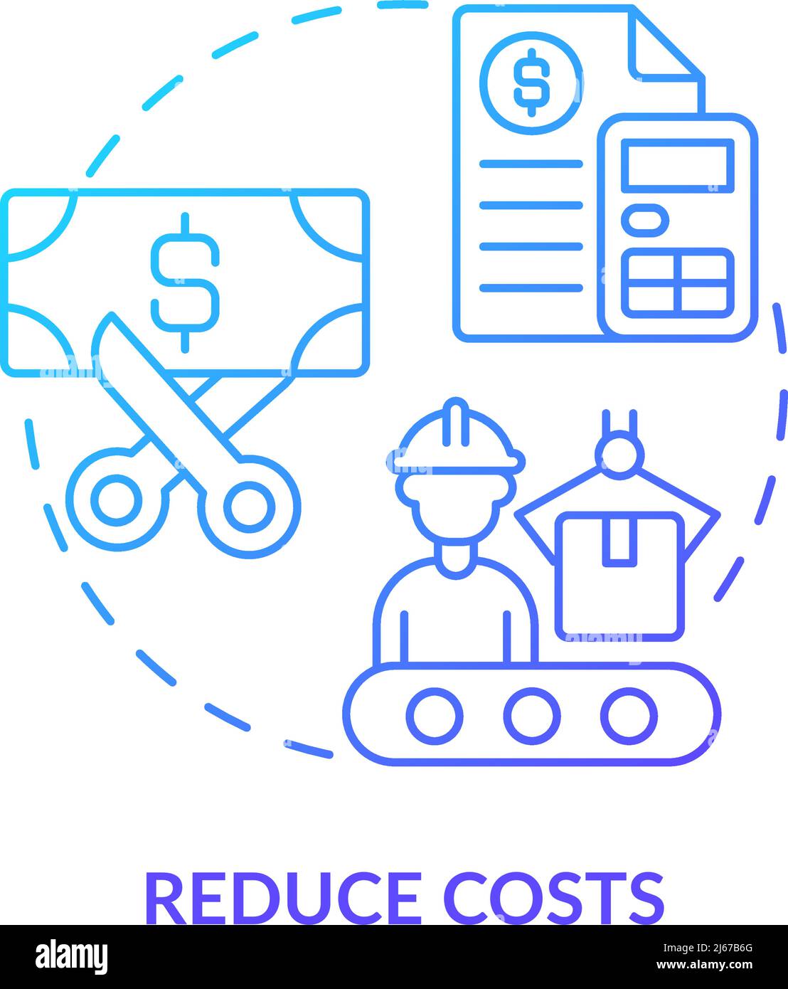 Reduce costs blue gradient icon Stock Vector Image & Art - Alamy