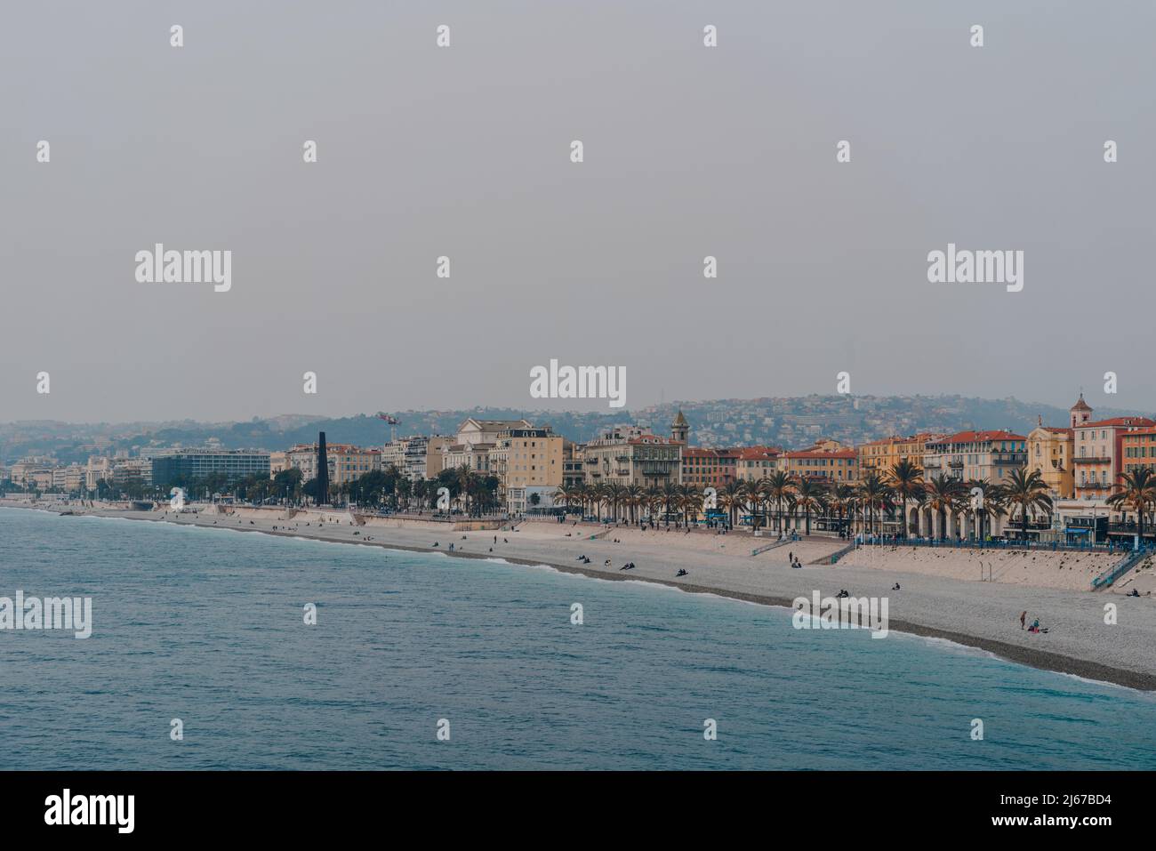 Nice, France - March 11, 2022: View of the beach and the city of Nice ...