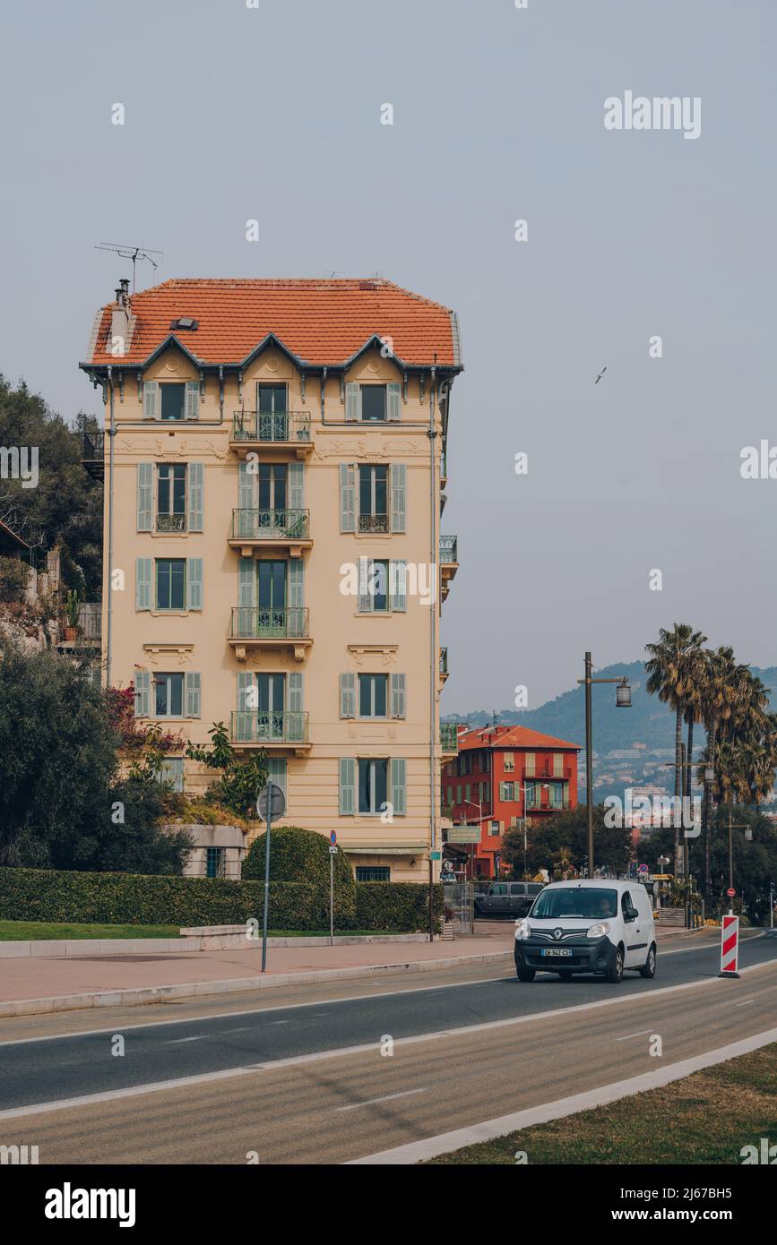 Nice, France - March 11, 2022: Traditional residential building by the ...