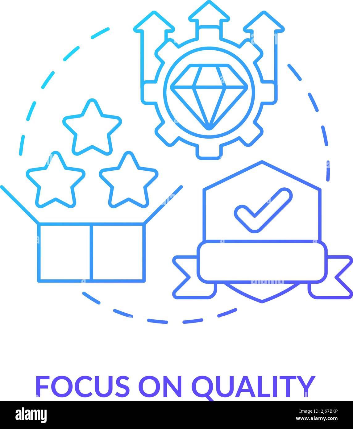 Focus on quality blue gradient icon Stock Vector Image & Art - Alamy