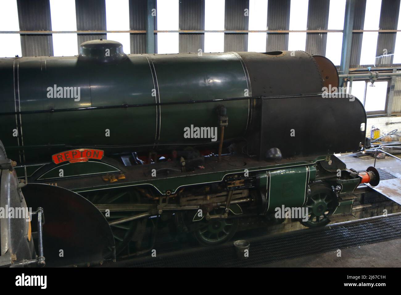Steam Train Repton in the NYR workshop Stock Photo - Alamy