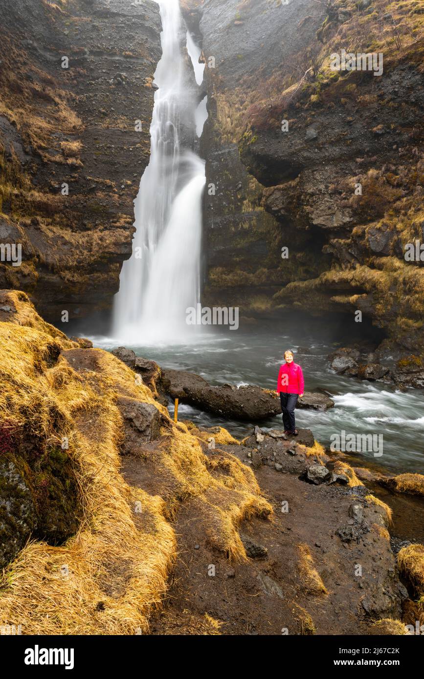 Photograph of Gluggafoss, also known as Merkjárfoss, a waterfall near ...