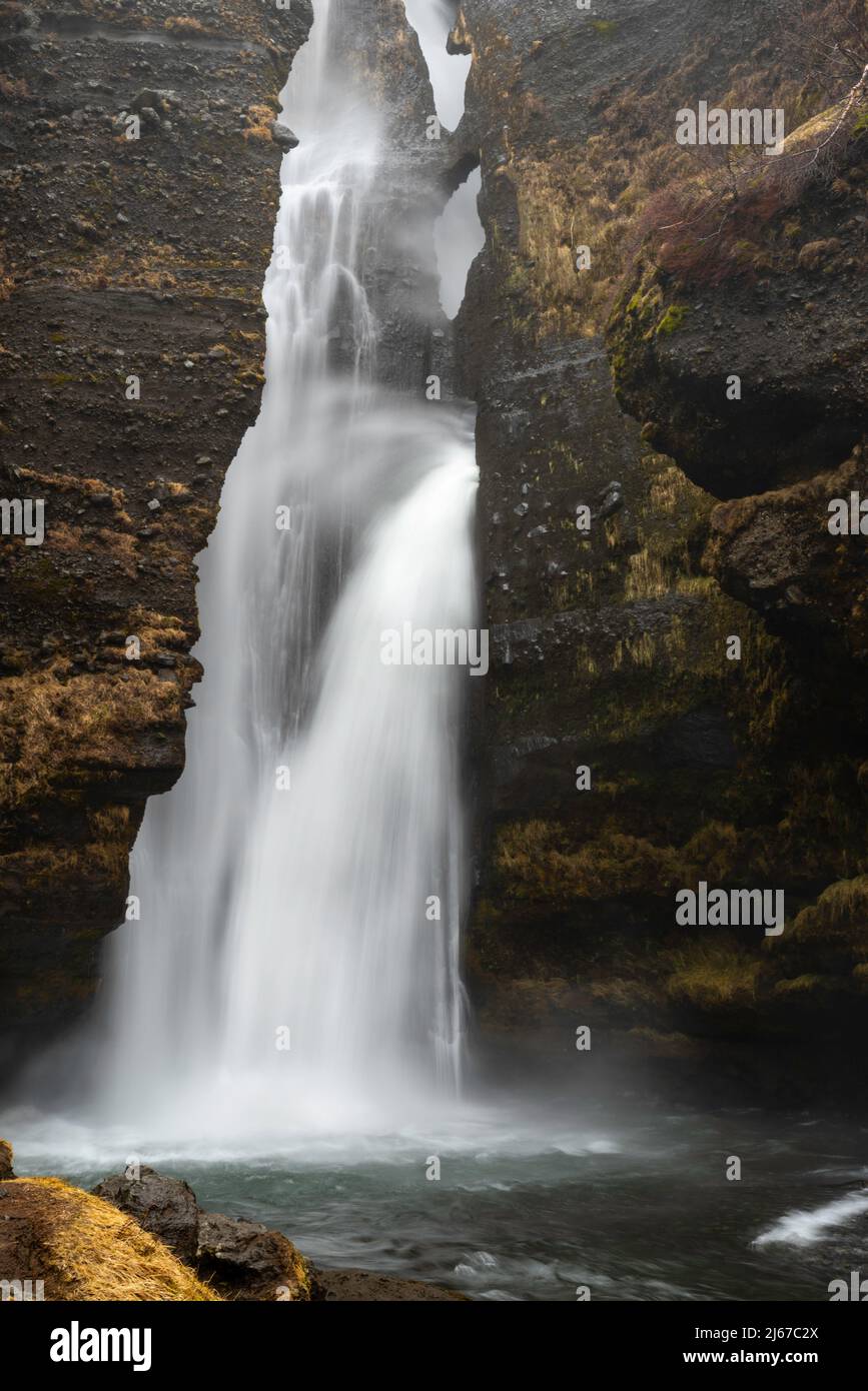 Photograph of Gluggafoss, also known as Merkjárfoss, a waterfall near ...