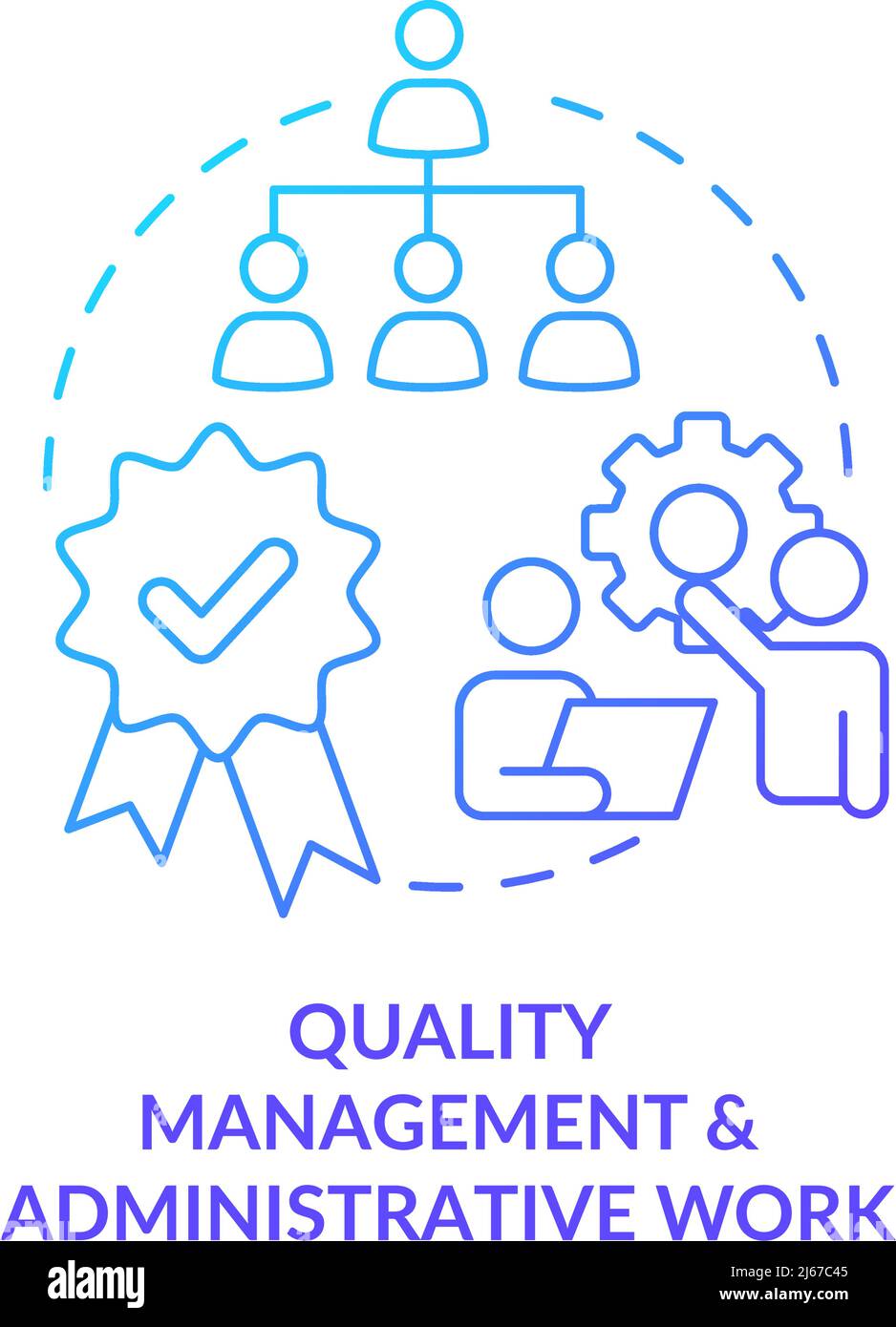 Quality management and administrative work blue gradient icon Stock ...