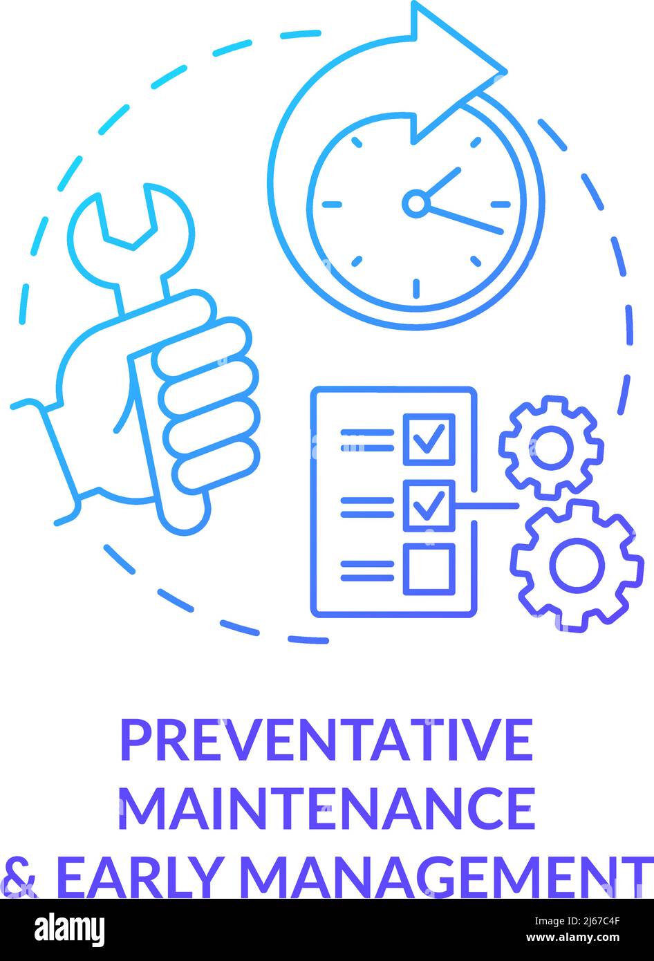 Preventative maintenance, early management blue gradient icon Stock ... Preventative maintenance, early management blue gradient icon Stock ...