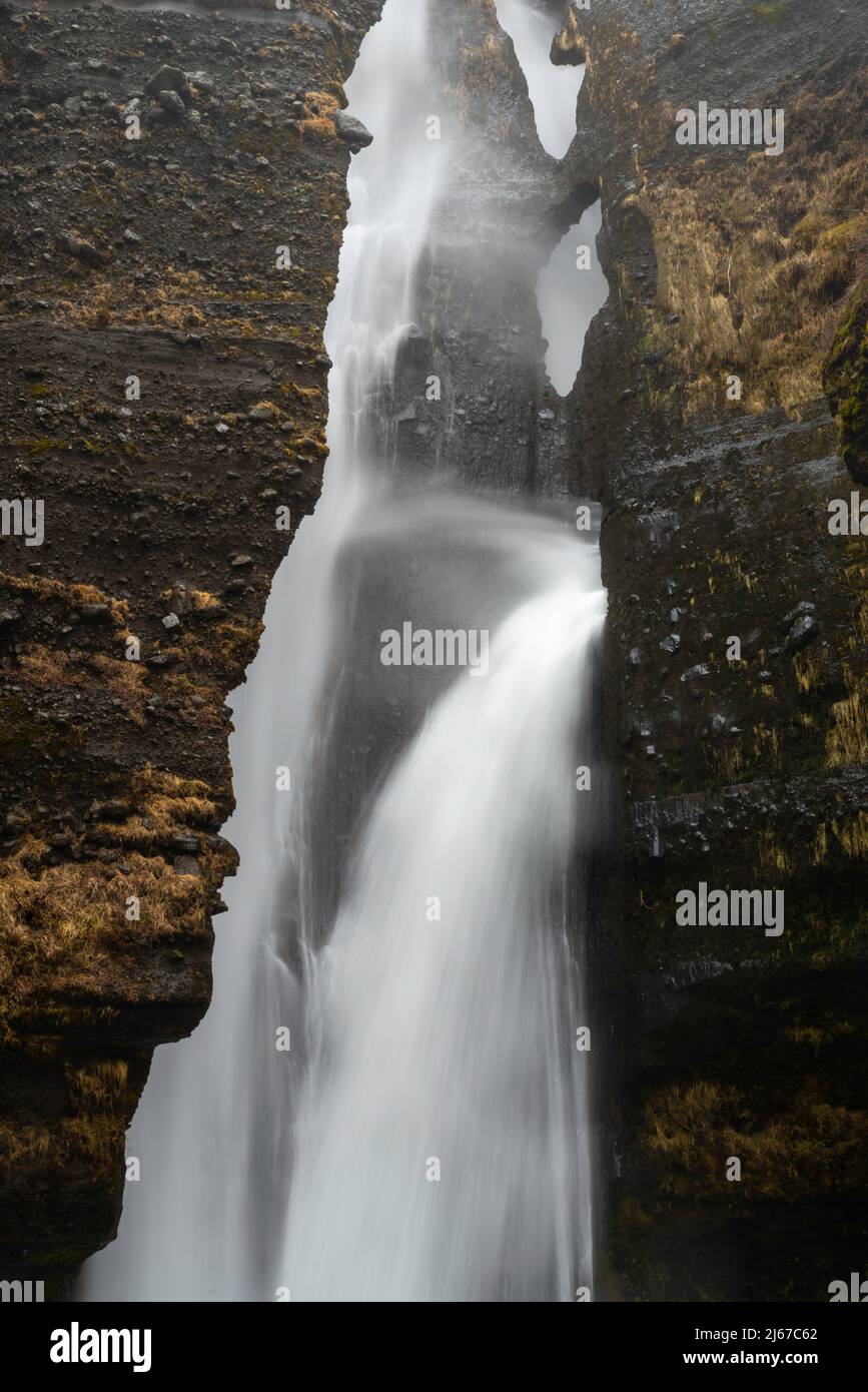 Photograph of Gluggafoss, also known as Merkjárfoss, a waterfall near ...