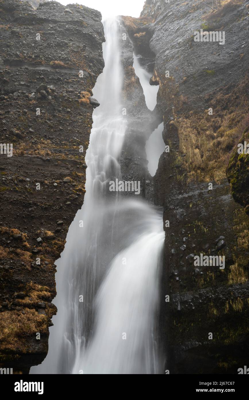 Photograph of Gluggafoss, also known as Merkjárfoss, a waterfall near ...