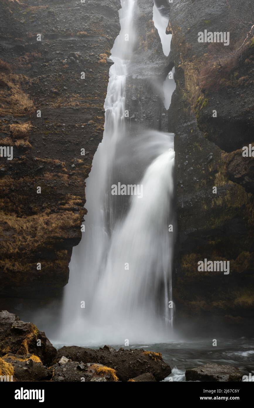 Photograph of Gluggafoss, also known as Merkjárfoss, a waterfall near ...