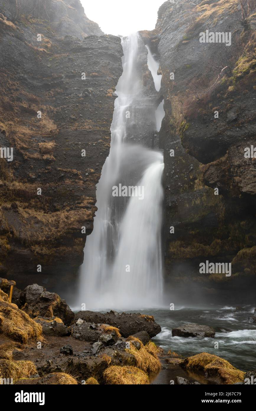 Photograph of Gluggafoss, also known as Merkjárfoss, a waterfall near ...