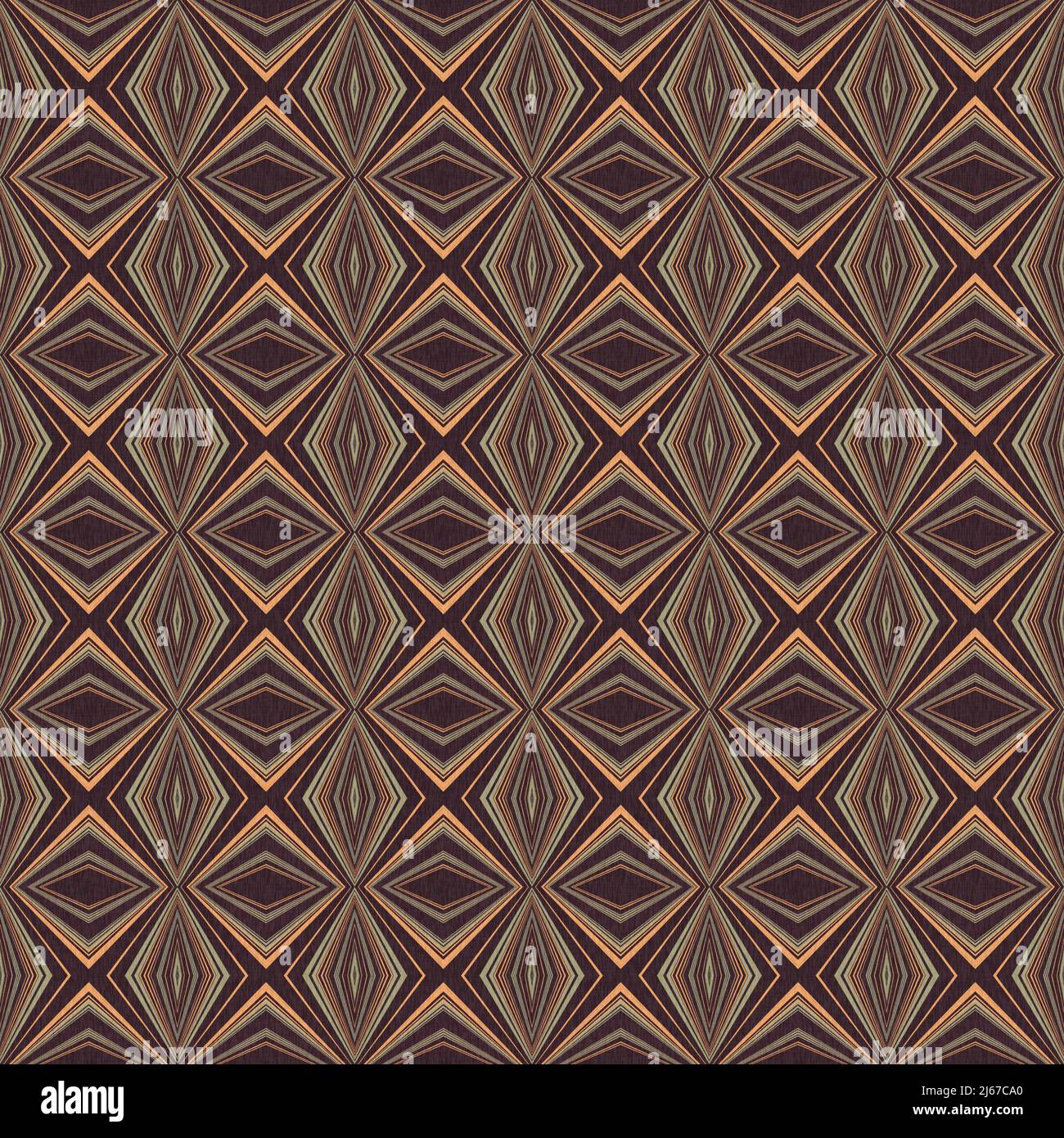 Earthy colours retro sixties geometric seamless pattern in variegated ...