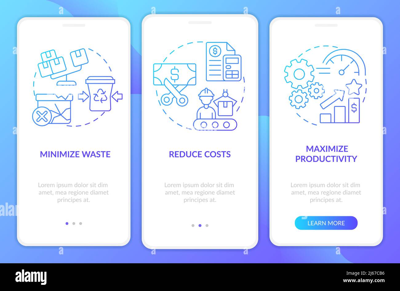 Lean Manufacturing Purpose Blue Gradient Onboarding Mobile App Screen