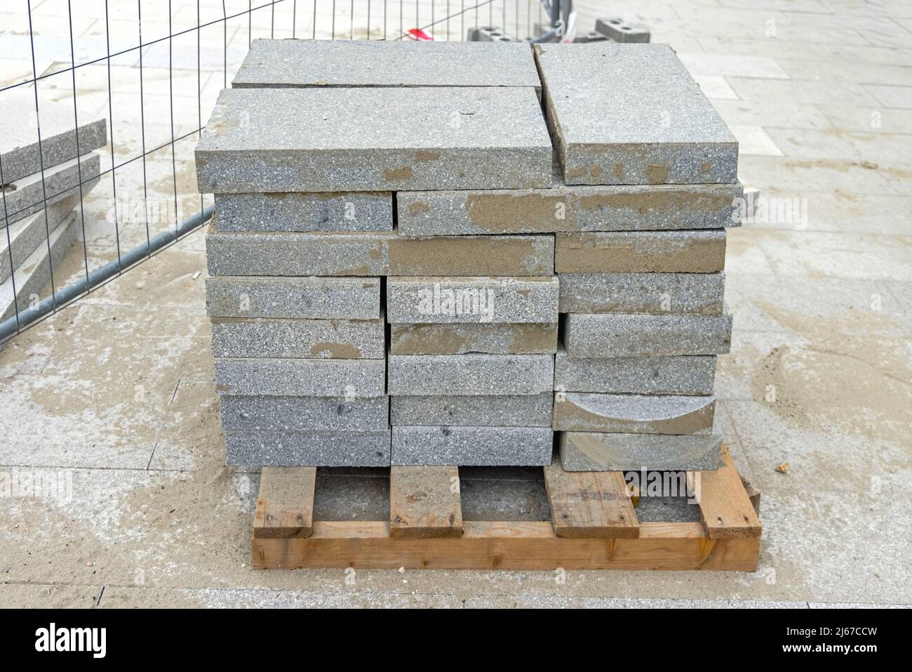 Stacked Pavement Tiles at Pallet Street Construction Site Stock Photo ...