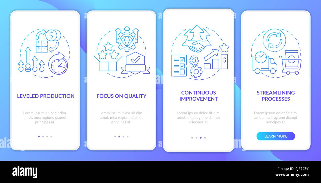 Lean Production Principles Blue Gradient Onboarding Mobile App Screen