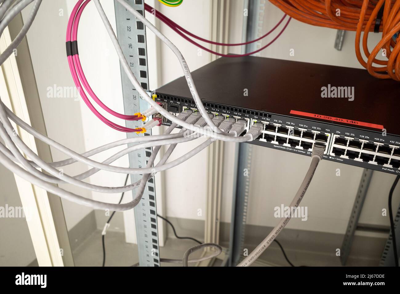 in a server cabinet are many patch panels and switches Stock Photo - Alamy