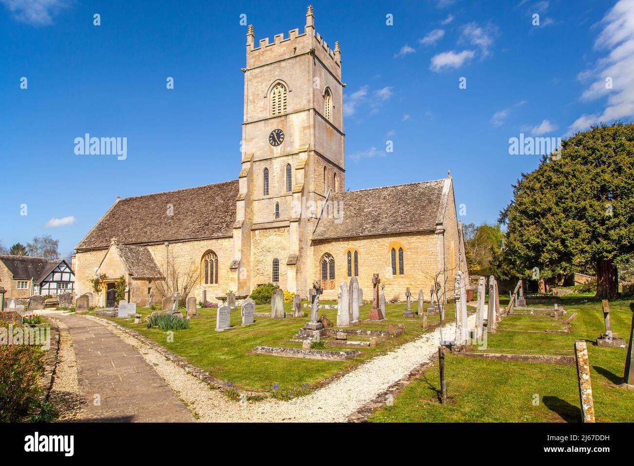 The parish church and church yard of St John the Baptist church in the ...