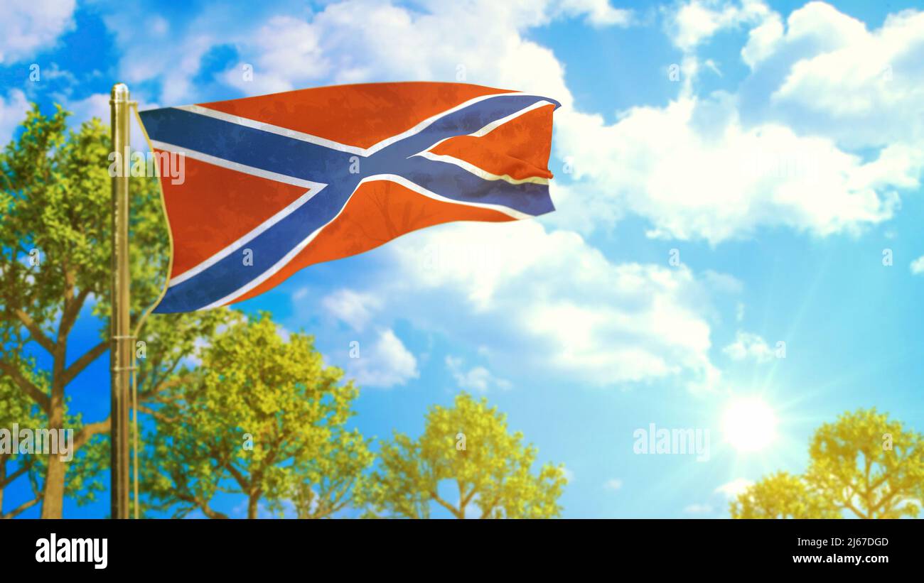flag of Novorossia at sunny day, good forecast symbol - nature 3D ...