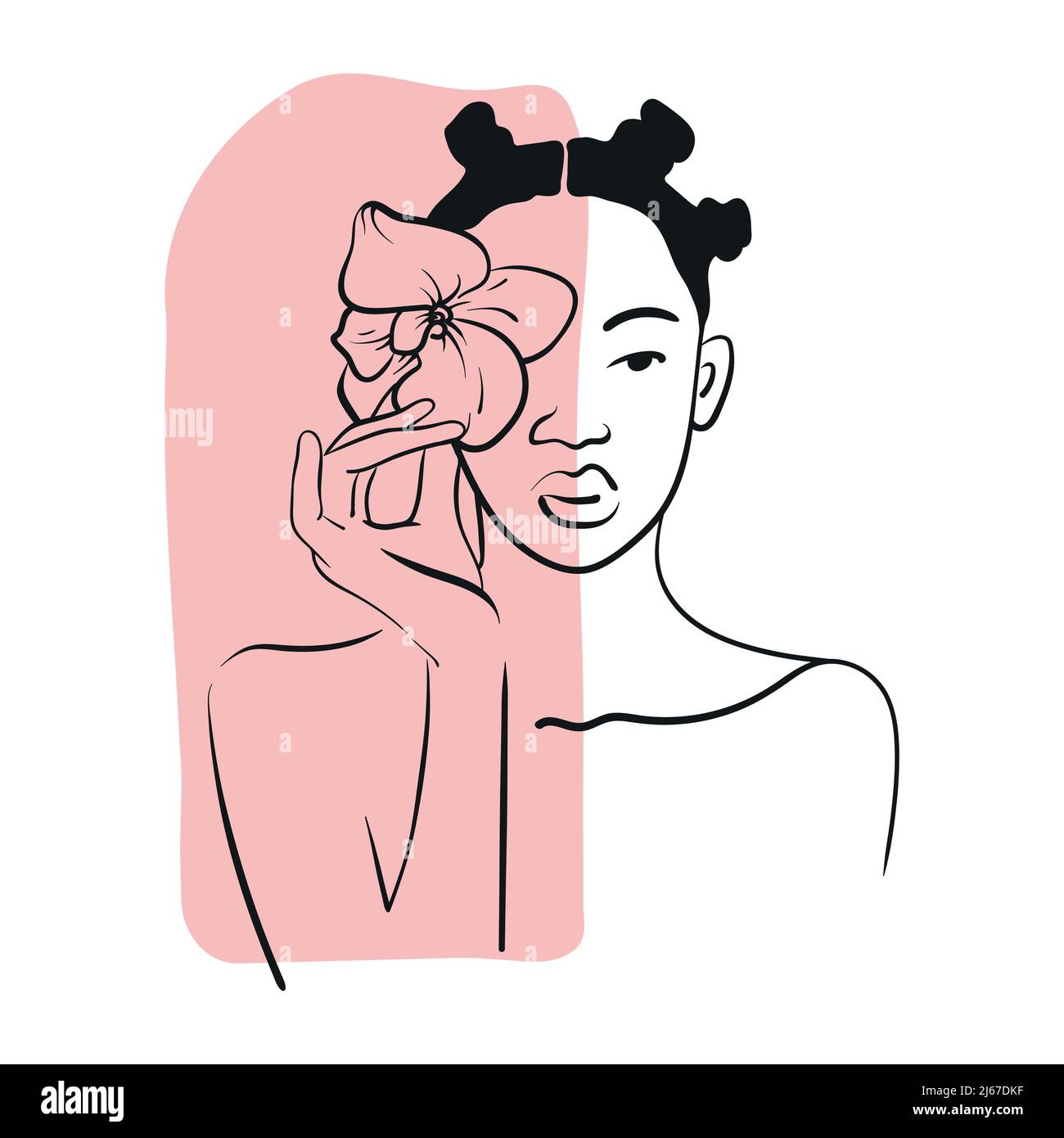 Hand draw outline portrait of african ebony woman Stock Vector Image ...