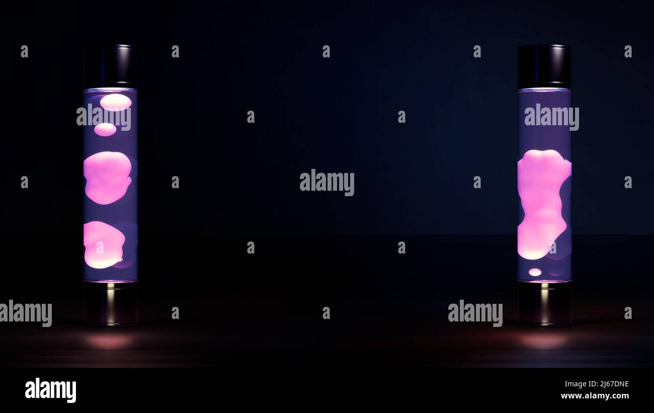 Two rose lava lamp glowing on dark backdrop with free place - abstract ...