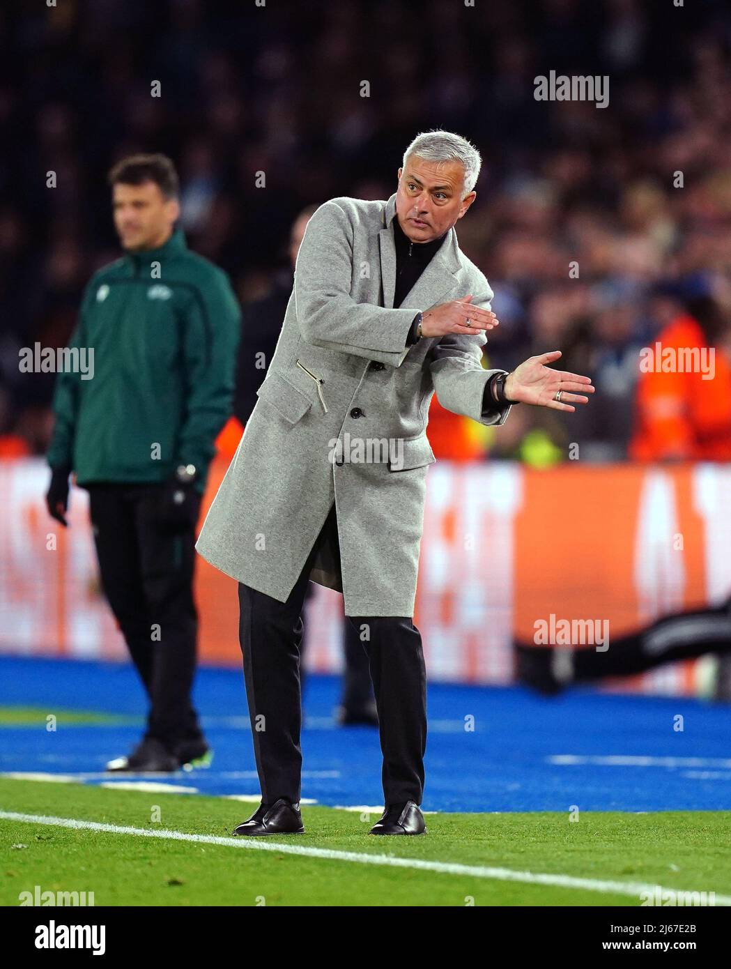 Roma manager Jose Mourinho gestures on the touchline during the UEFA ...