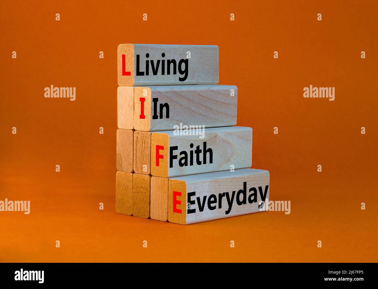 LIFE living in faith everyday symbol. Concept words LIFE living in ...