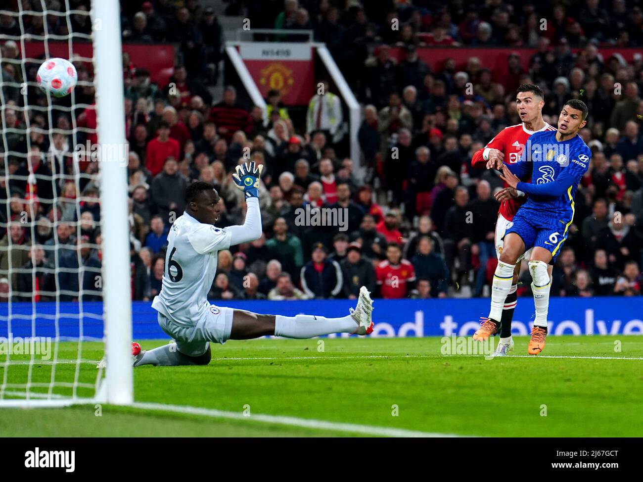 Manchester United's Cristiano Ronaldo scores their side's first goal of ...