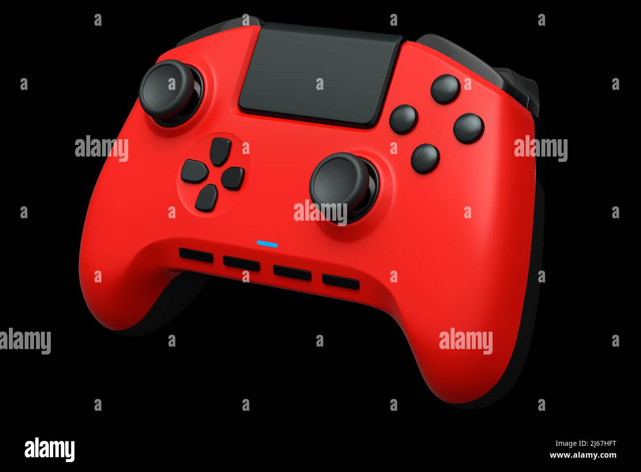 Realistic red joystick for video game controller on black background ...