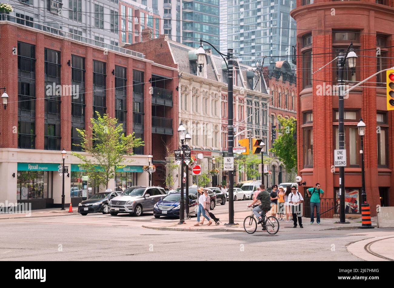 Toronto, Canada - 08 03 2018: Toronto summer scene with people waiting ...