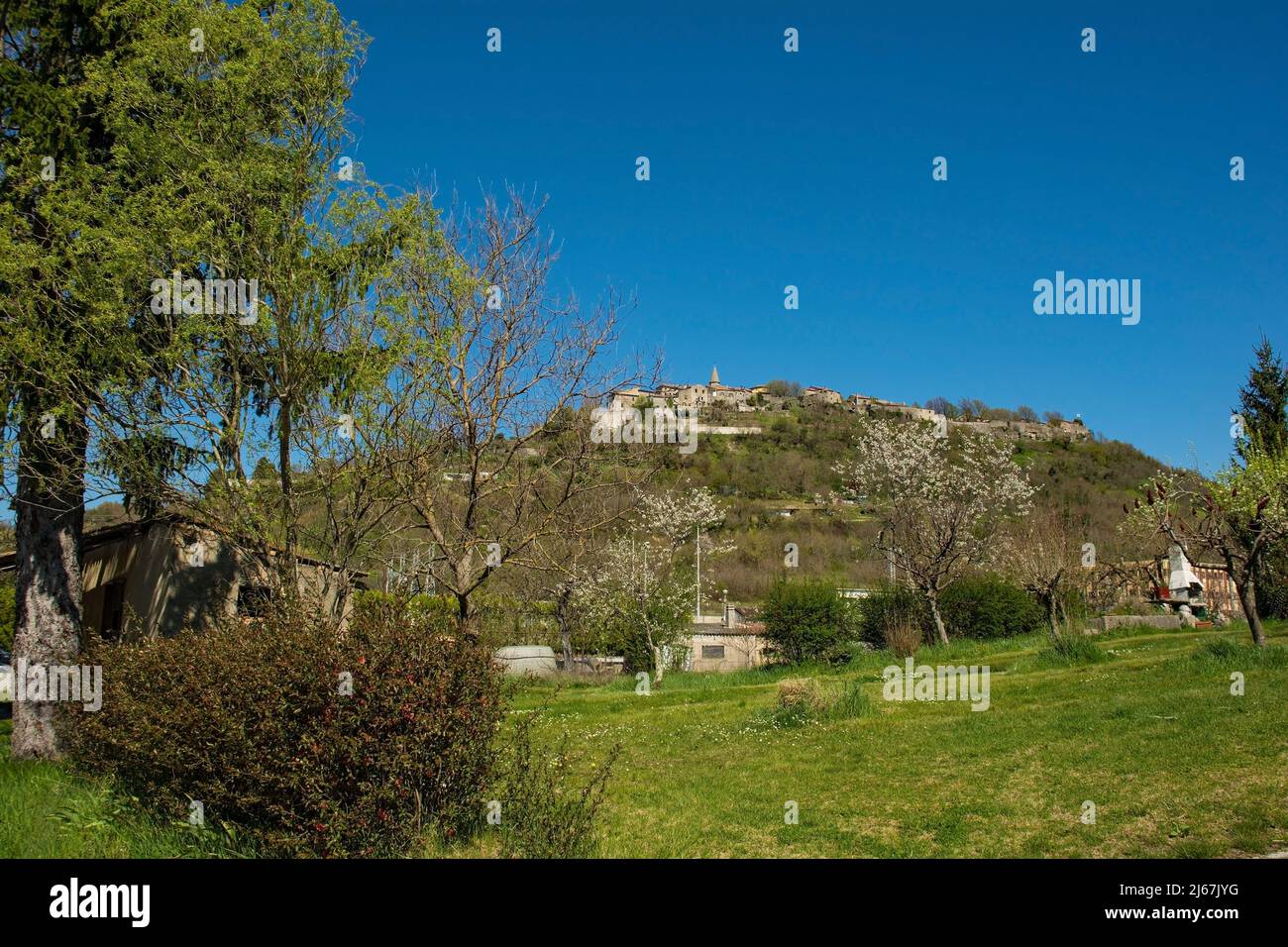 The historic medieval hill village of Buzet in Istria, western Croatia ...