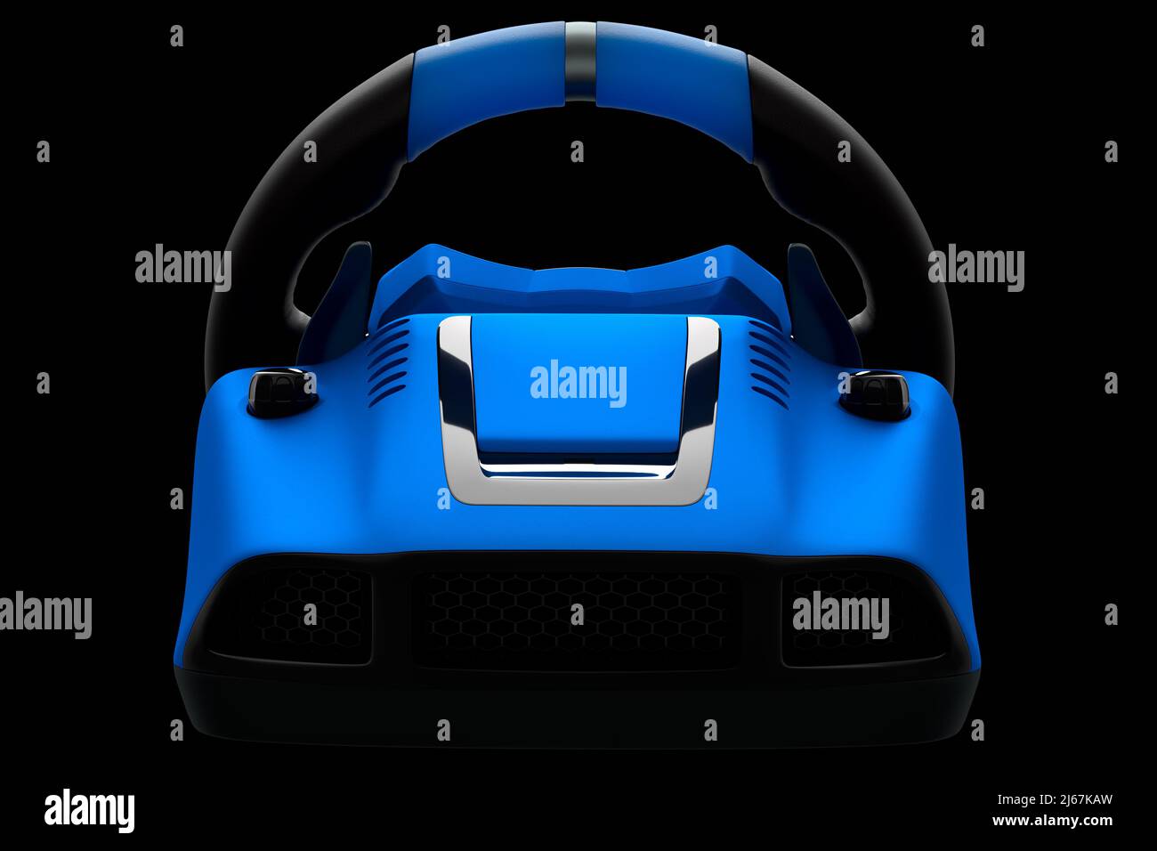 Realistic leather steering wheel isolated on a black background back ...