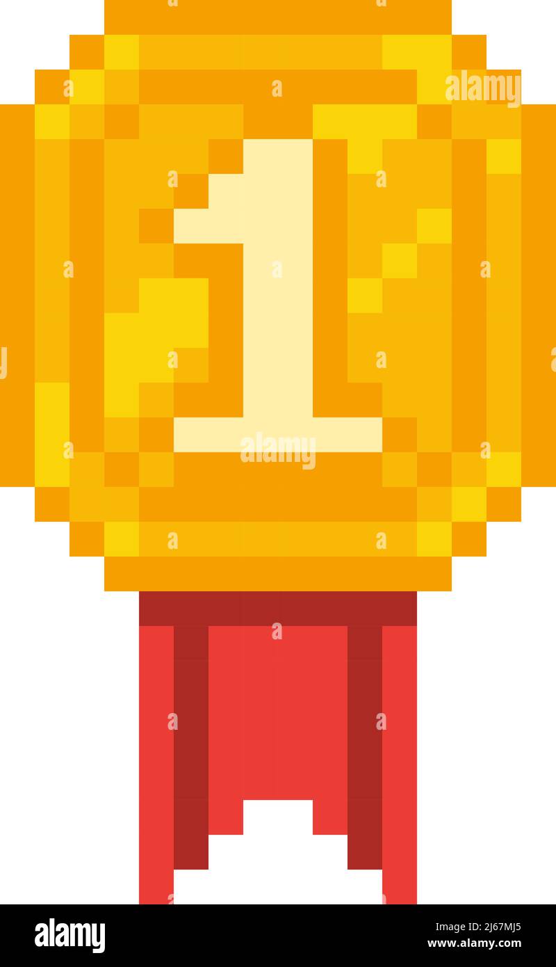 Pixel art medal icon for 8bit game on white background Stock Vector ...