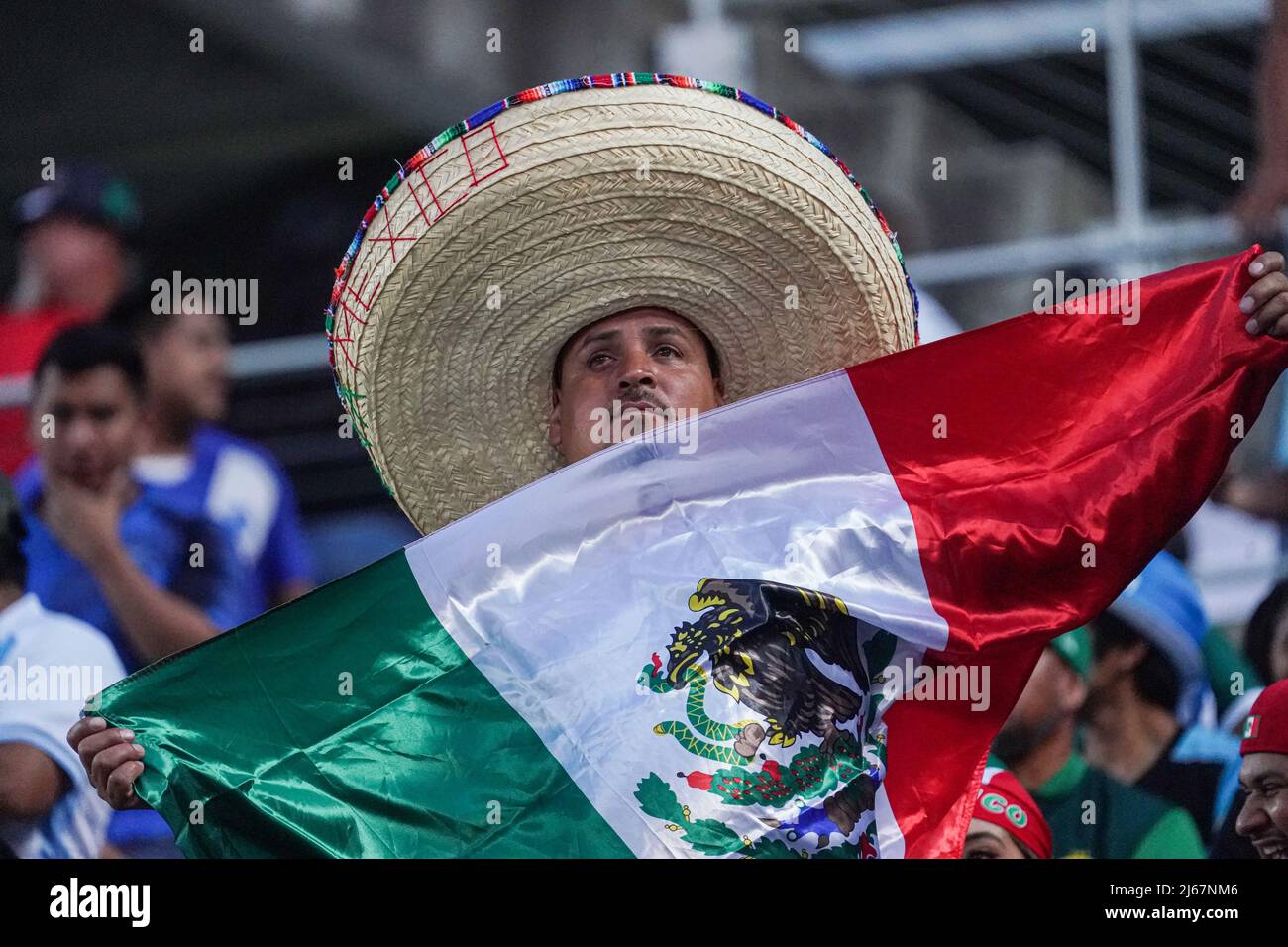 Orlando, Florida, USA, April 27, 2022, Mexican fan holding the flag at ...
