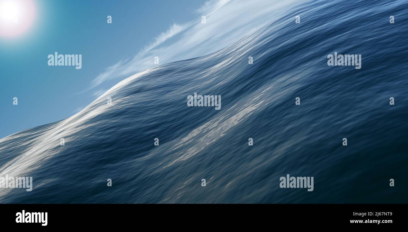 curved ocean surface with horizon. 3d rendering Stock Photo - Alamy