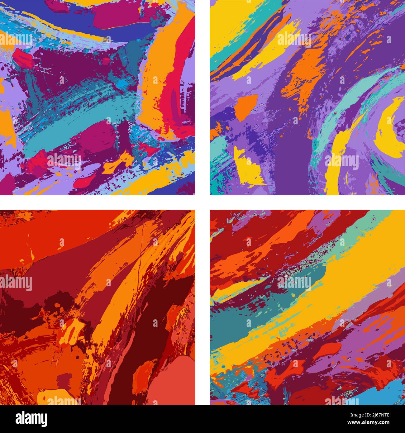 Vector colorful abstract paintbrush painting background design set ...