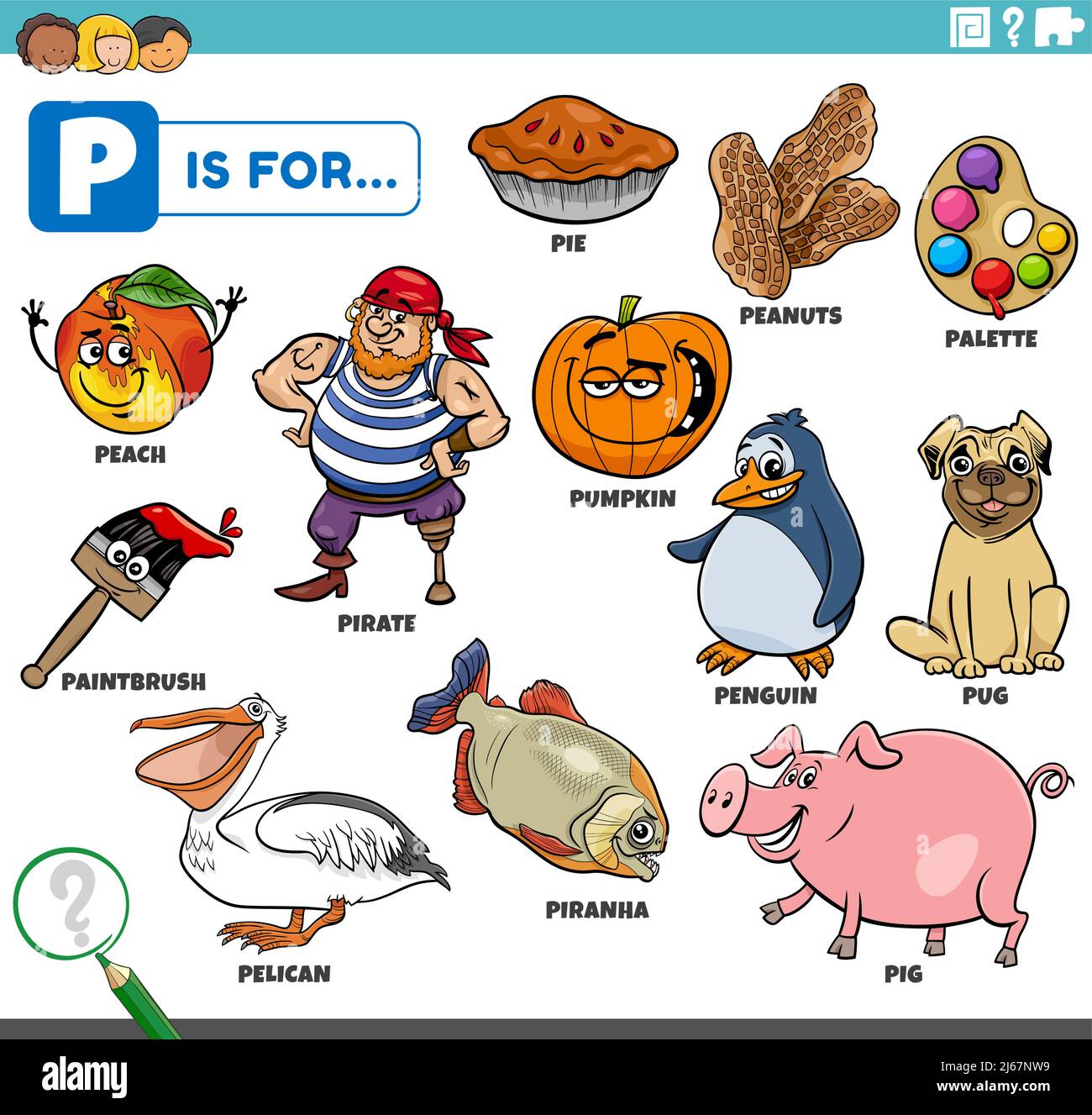 educational cartoon illustration for children with comic characters and ...