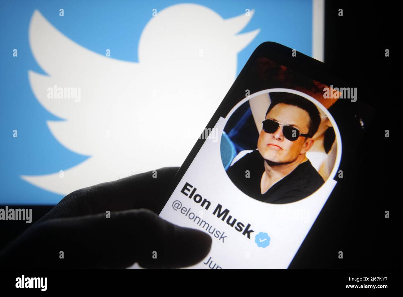In this photo illustration, Twitter account of Elon Musk is seen on a ...