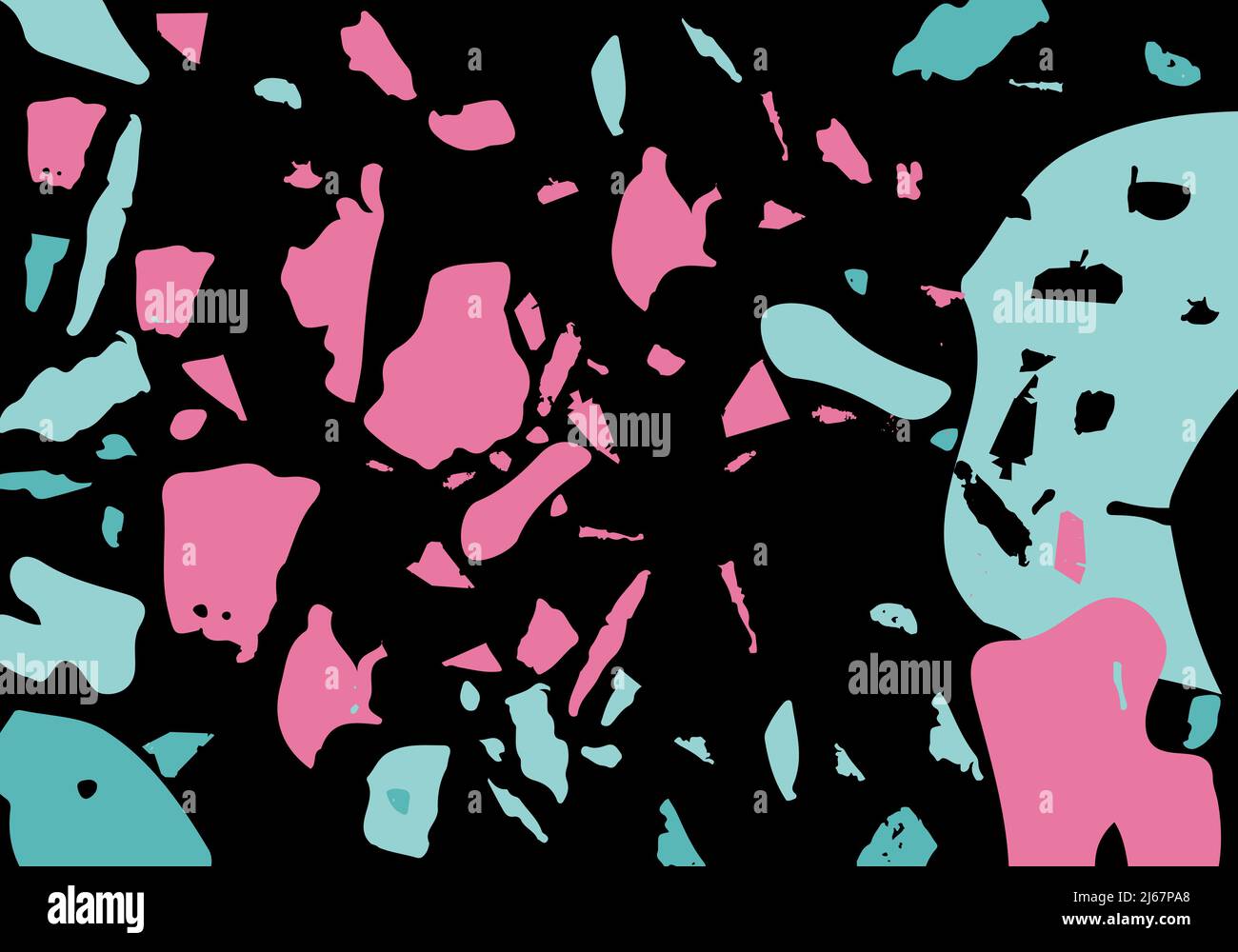 Terrazzo modern abstract template. Black, green and pink texture of ...