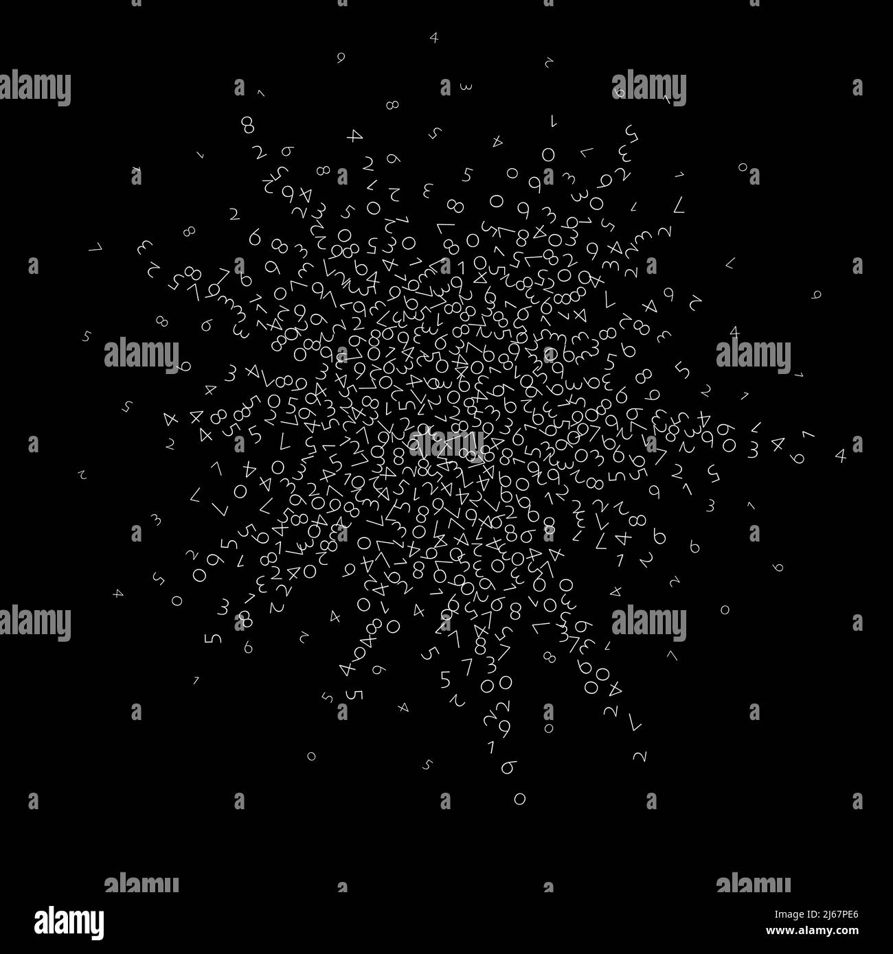 Falling numbers, big data concept. Binary white disorderly flying ...