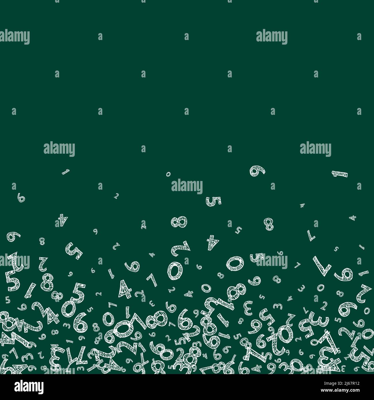 Falling childish chalk numbers. Math study concept with flying digits ...