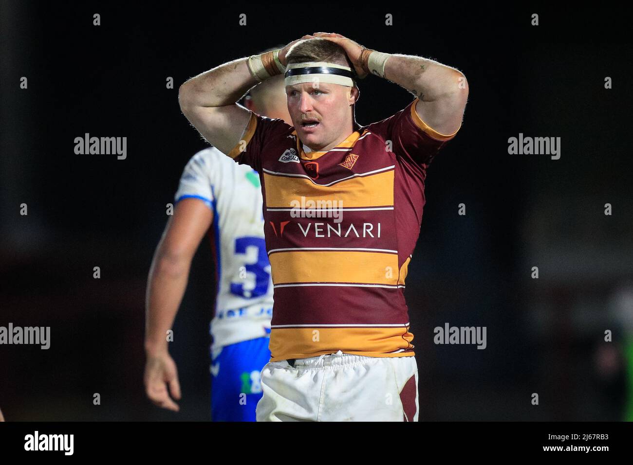 Luke Yates (13) of Huddersfield Giants gestures and reacts during the ...