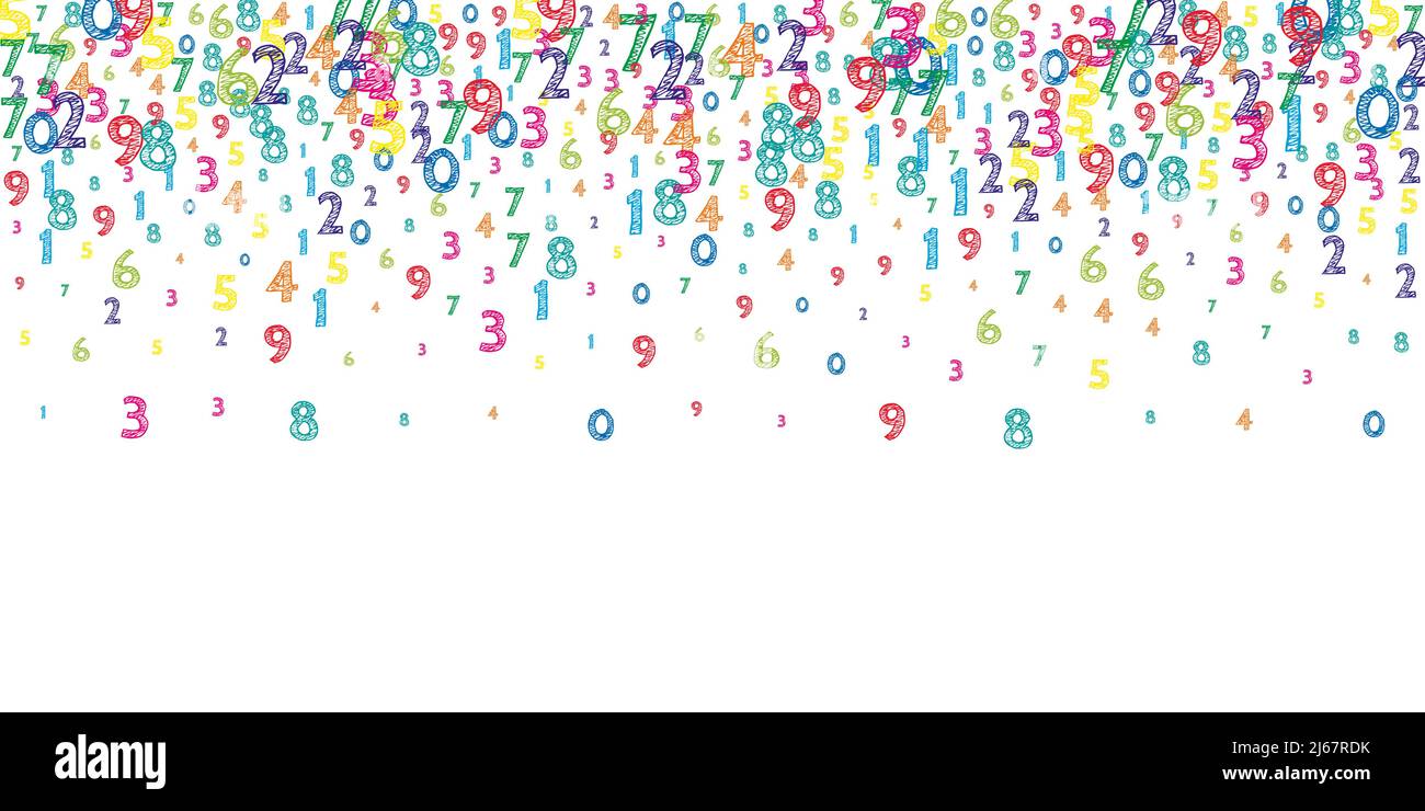 Falling colorful orderly numbers. Math study concept with flying digits ...