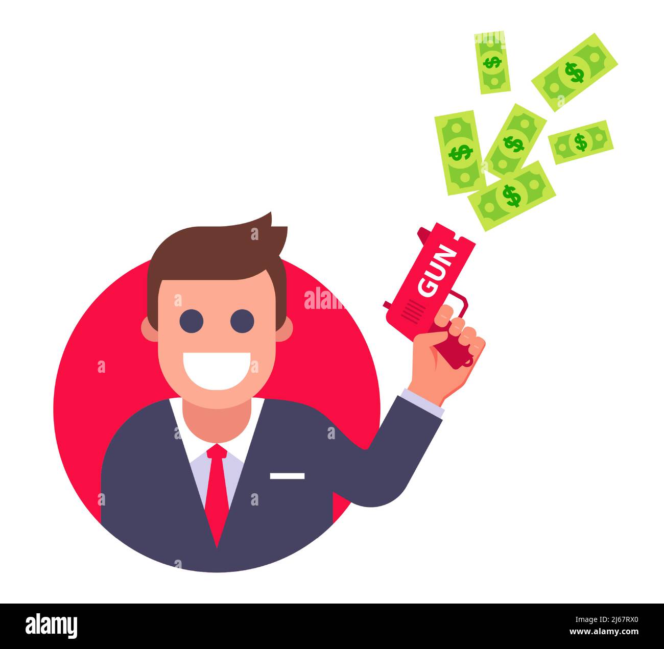 icon of a rich man with a bunch of money. flat vector illustration ...